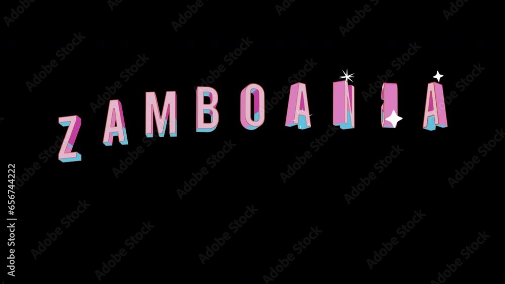 Bright letters jump merrily in the inscription ZAMBOANGA city. Retro ...