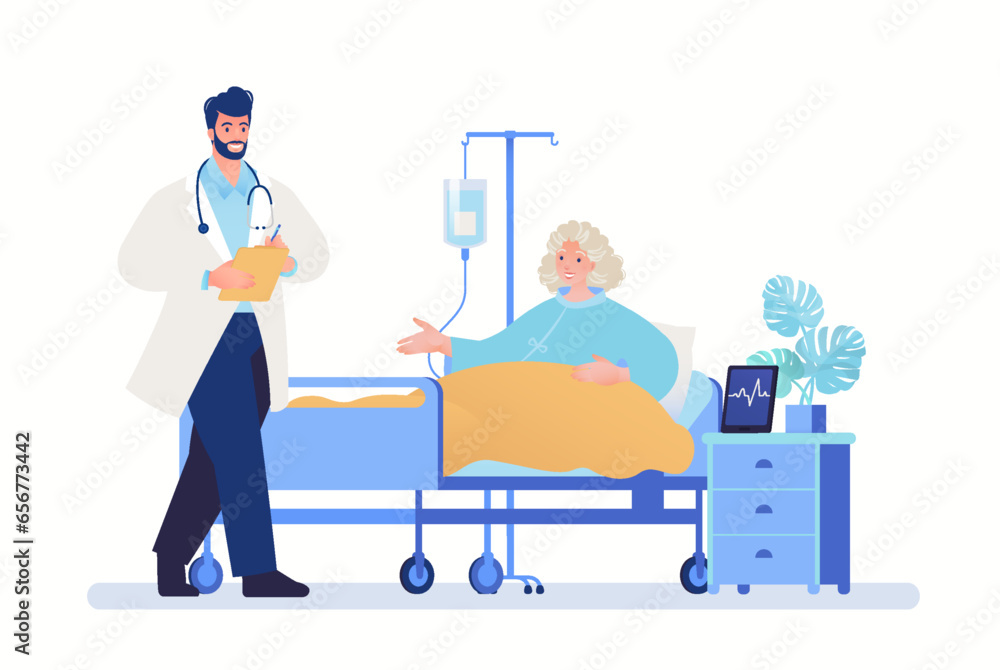 Medical care and health plan for elderly people Concept. Female patient ...