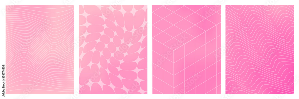 Y2k aesthetic aura gradient poster set with geometric shapes, wireframe ...