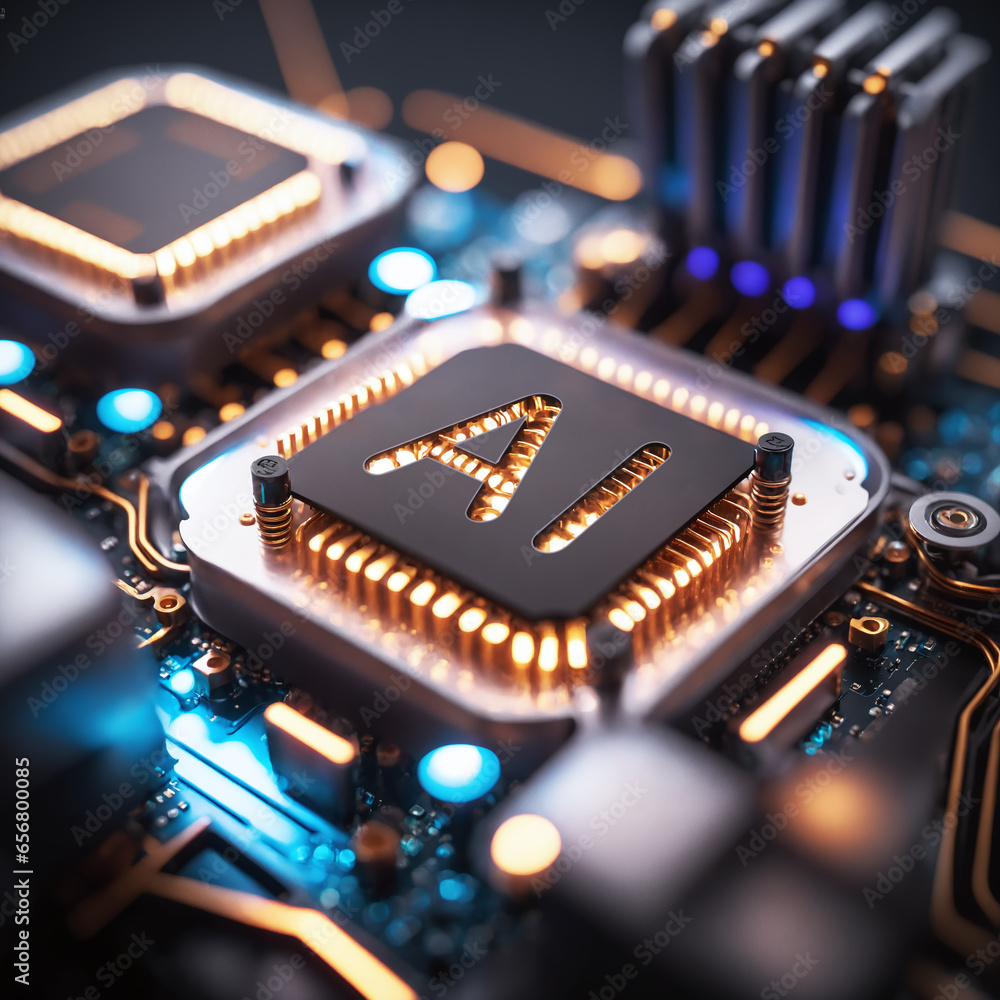 AI chip, futuristic microchip, abstract tech background. Perfect for ...