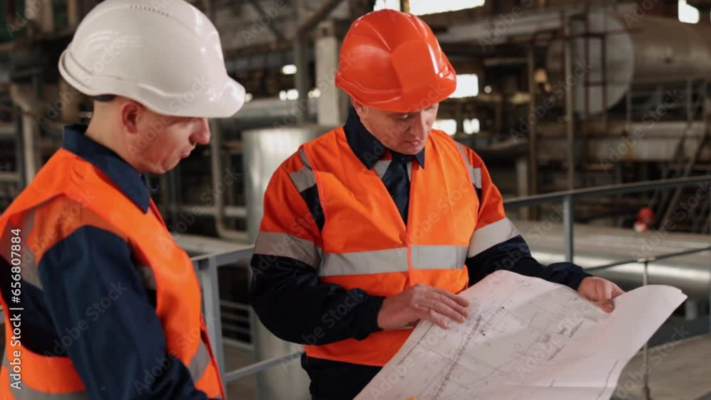 Construction blueprint, Analyzing plans, Reading charts. In workshop ...