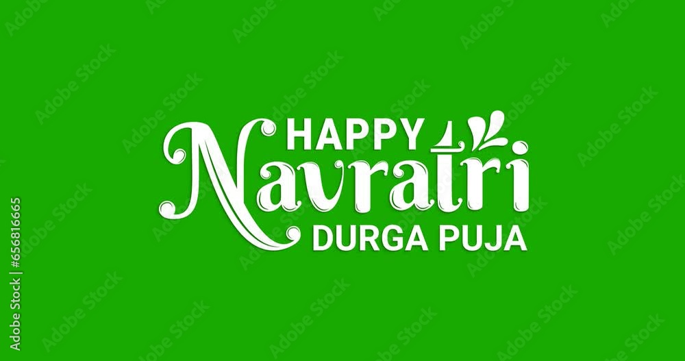 Happy navratri durga puja. Handwritten text calligraphy animation on ...