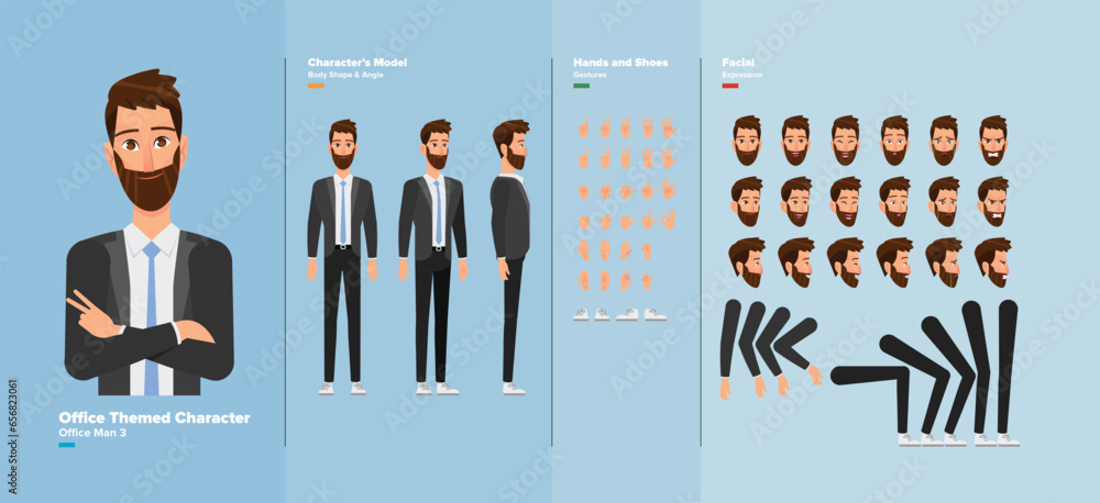 Title: Vector Illustration of casual office man character, with ...