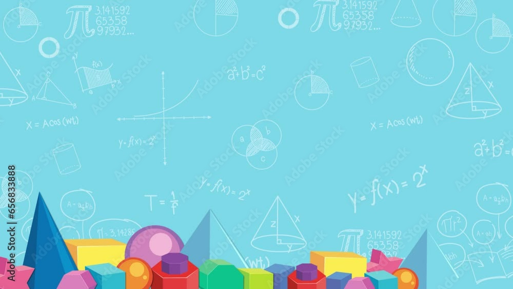 Vidéo Stock Blue background with math formulas and geometry shapes blog ...