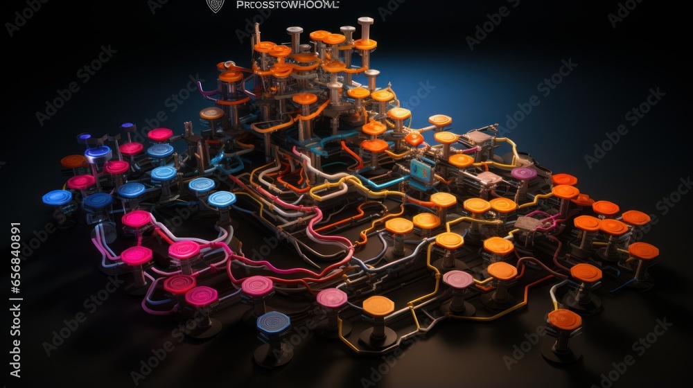 Business processes and work flow automation with flowcharts Stock ...