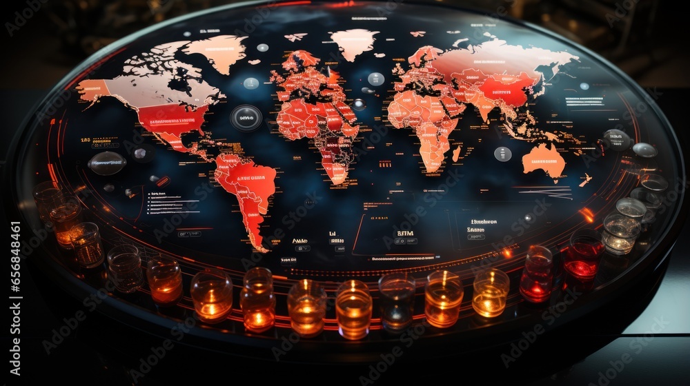 HUD ui futuristic user interface. Global world map business data Stock ...