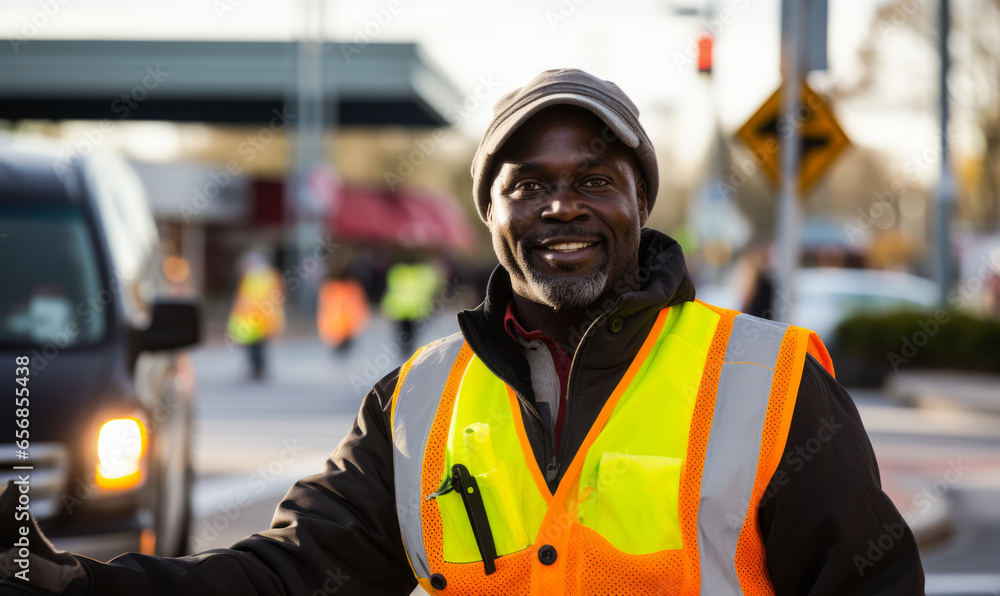 Photo & Art Print Sentinel of the School Zone: Crossing Guard Portrait ...