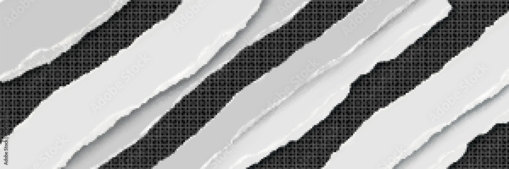 Torn paper strip edge, rip and tear piece texture vector design. Blank ...