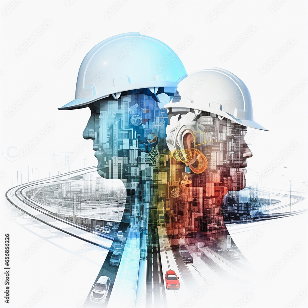 Future building construction engineering project devotion with double ...