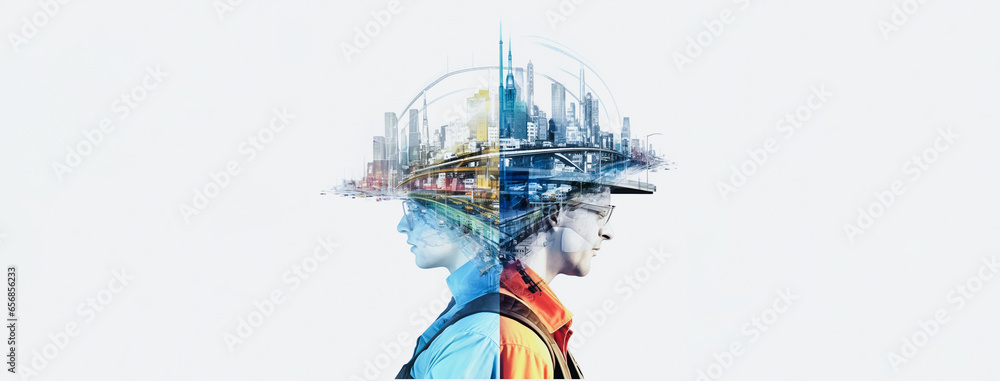 Future building construction engineering project devotion with double ...