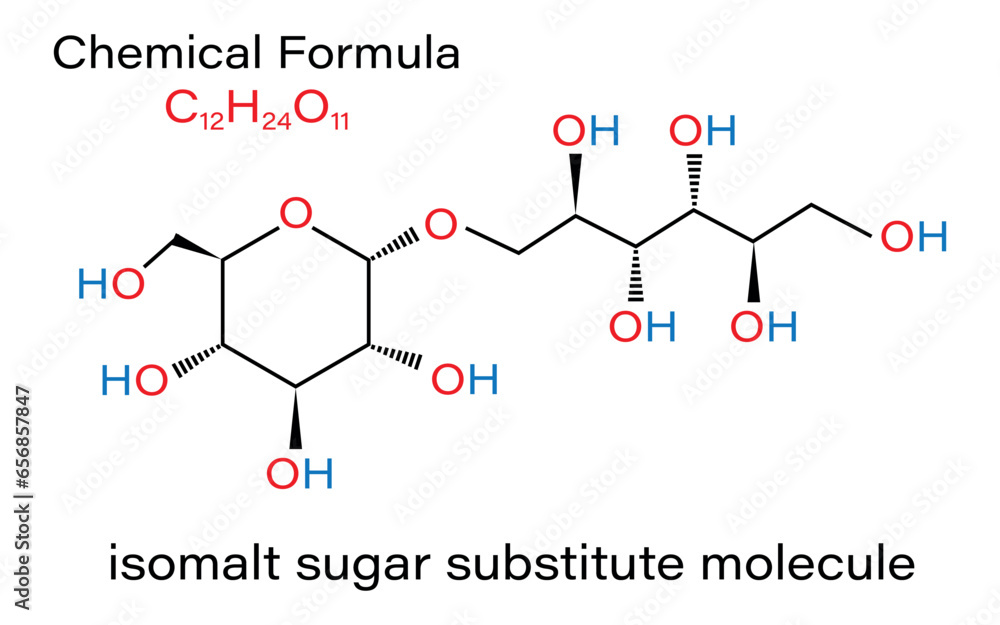 Chemical formula isomalt sugar substitutes molecular structure skeletal ...