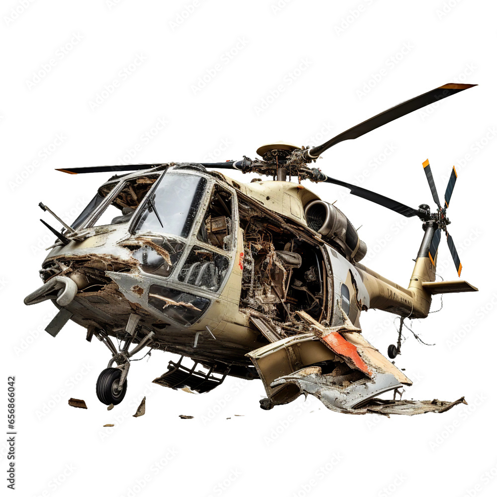 Ravaged Helicopter, transparent background, isolated image, generative ...
