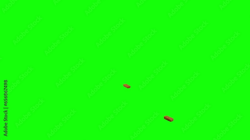 Thrown away bricks, two bricks sliding in from left side of the screen ...