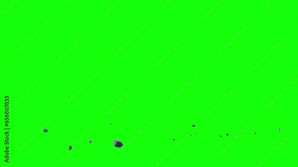 Rock debris, small pieces of stone rocks exploding from screen center ...
