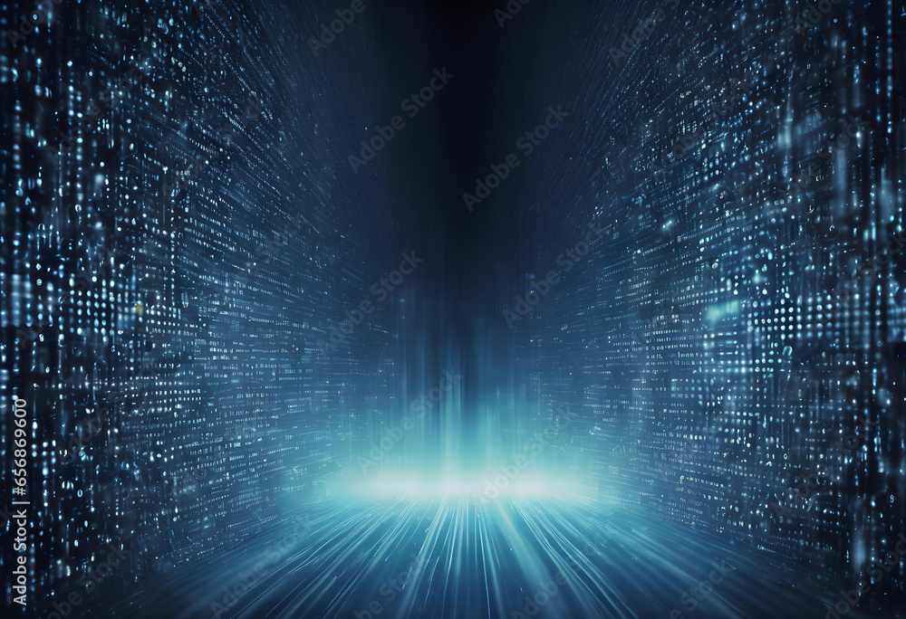 Binary Code Digital Computer Screen Blue Data Technology Information Coding Programming