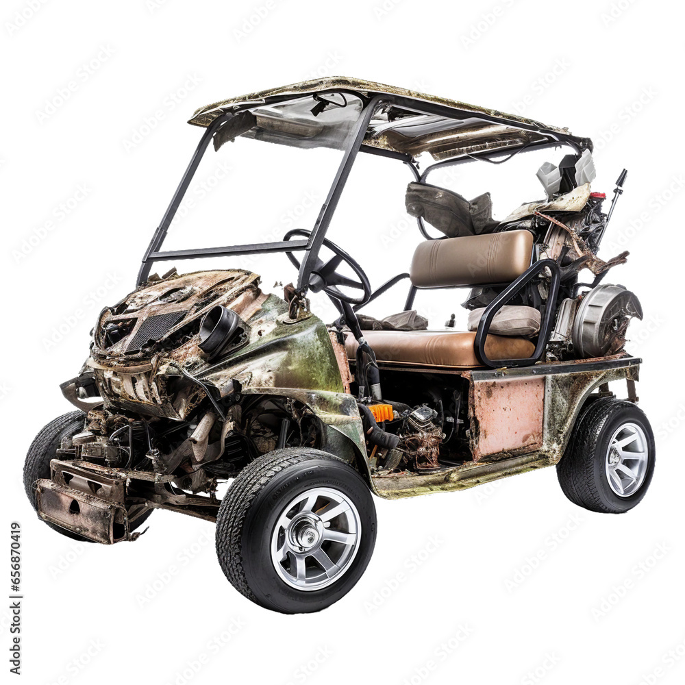 Mangled Golf Cart, transparent background, isolated image, generative ...