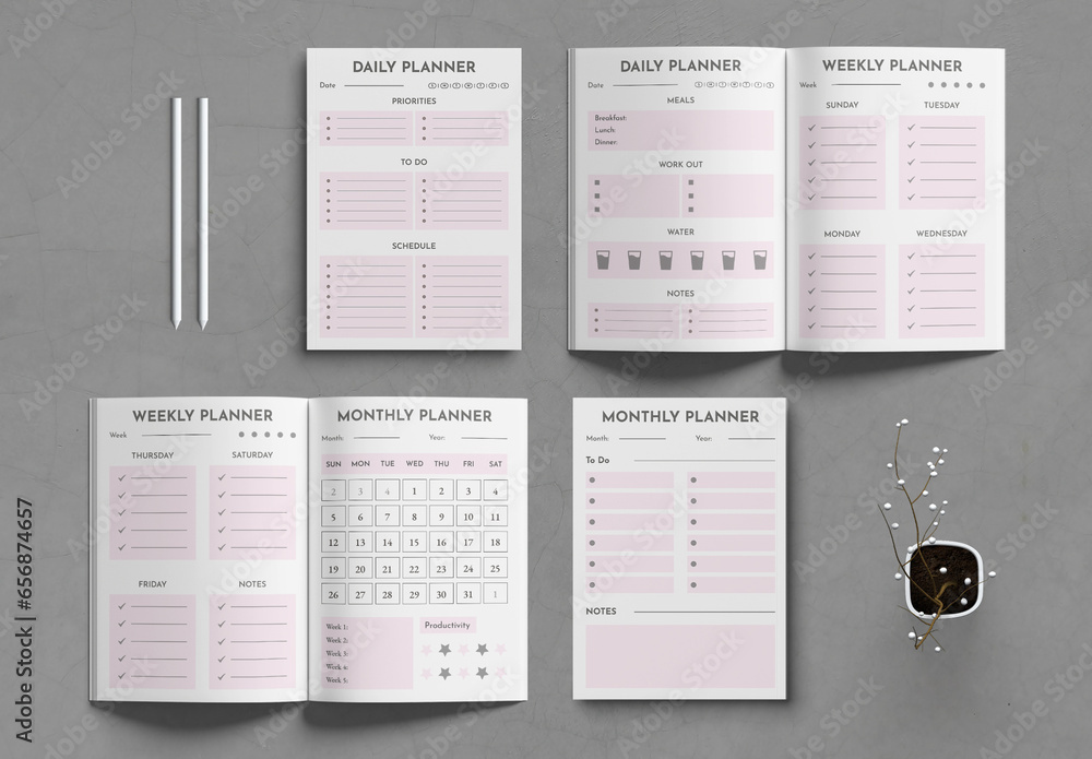 Daily and monthly Planner Layout Design Template Stock Template | Adobe ...