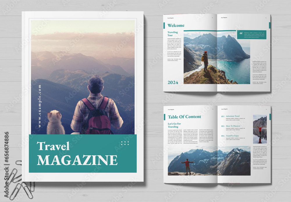 Travel & Tourism Magazine Layout Stock Template | Adobe Stock