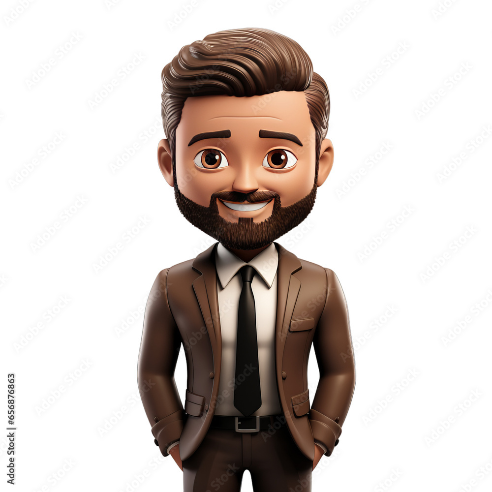 Boss, CEO Avatar 3D cartoon character male, boy geek, nerd, techie ...