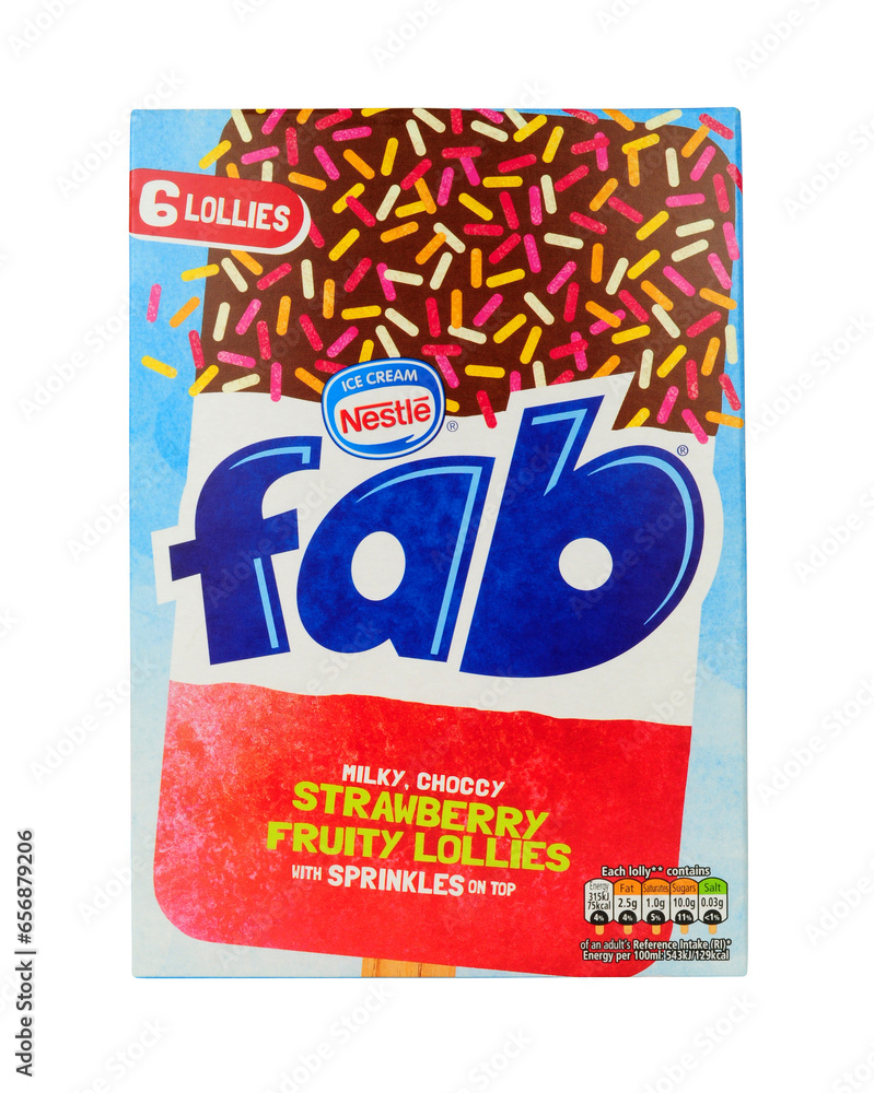 Nestle Fab lollies, strawberry and vanilla ice lollies with chocolate ...