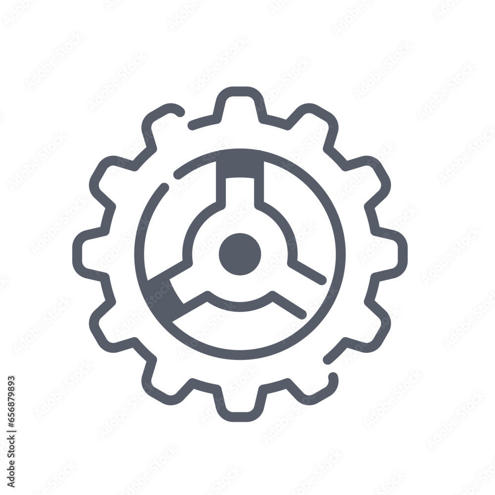 Emoji icon of a setting gear for configuration setup maintenance ...