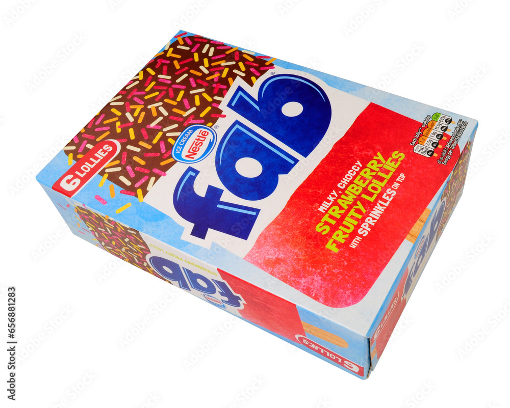Nestle Fab lollies, strawberry and vanilla ice lollies with chocolate ...
