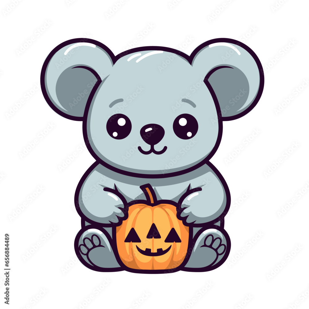 Cute koala sit with a pumpkin fall autumn halloween vector clipart ...