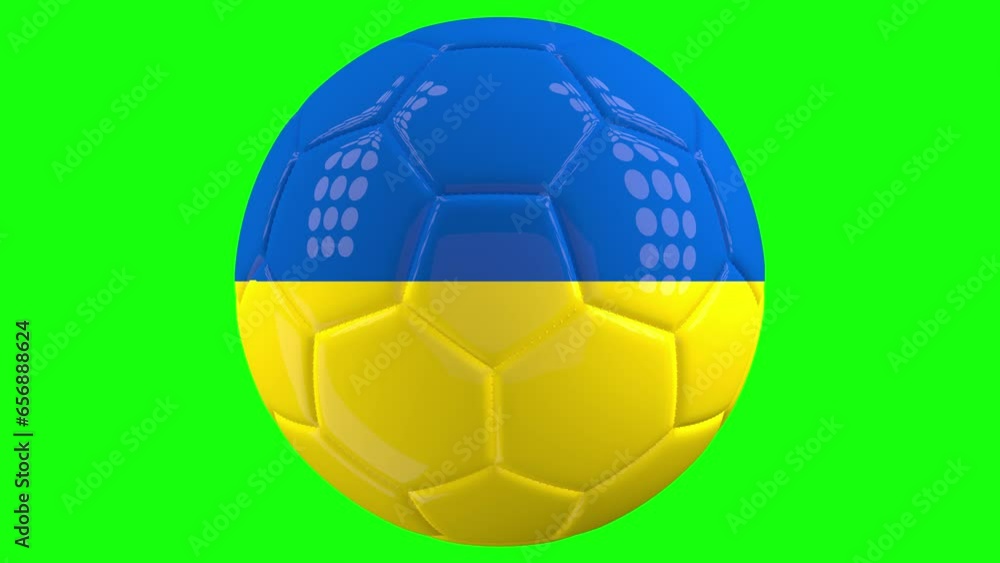Very realistic isolated spinning soccer ball with the flag of Ukraine ...