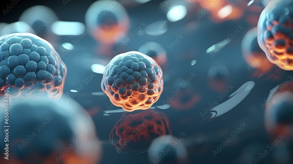 Cellular Therapy and Regeneration, microscope of cell, Embryonic stem ...