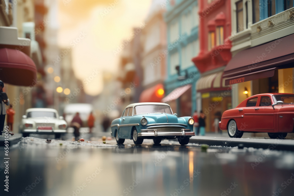 3D animated scene of a bustling urban street from the '70s - Retro ...