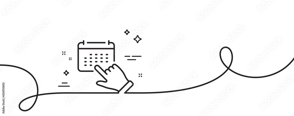 Event click line icon. Continuous one line with curl. Schedule planner ... Event click line icon. Continuous one line with curl. Schedule planner ...