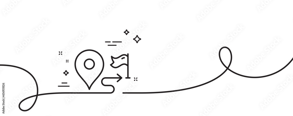Vektorová grafika „Journey line icon. Continuous one line with curl ...