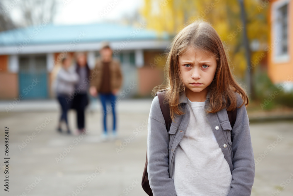 jeune fille victime de harcèlement scolaire, violence verbale et de ...