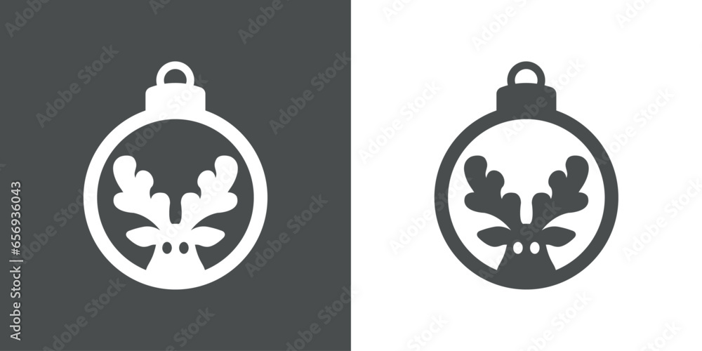 Tiempo de Navidad. Logo con silueta de bola de navidad con cabeza de ...