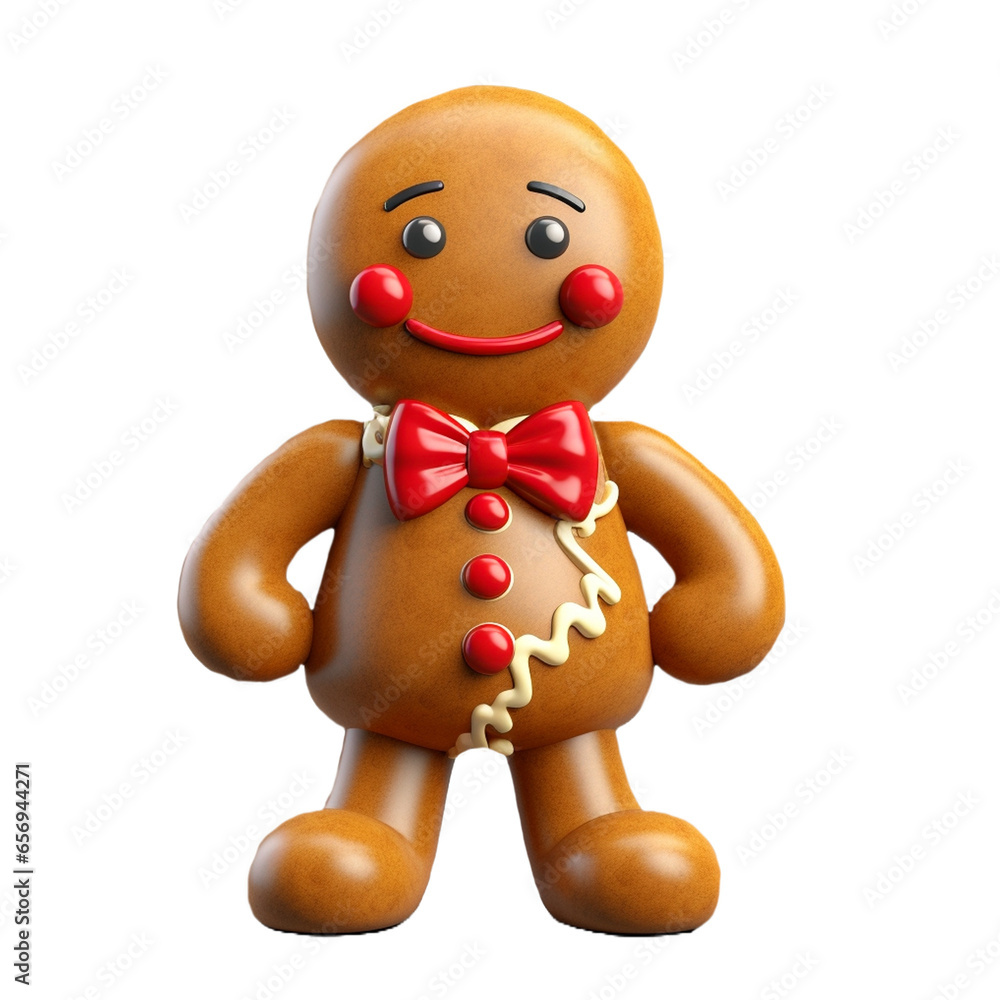 3D character a gingerbread man on isolated transparent background png ...