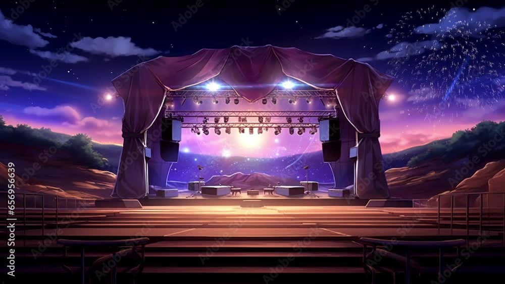 concert stage at night, seamless looping video background animation ...