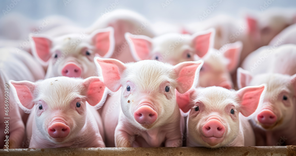 Ecological pigs and piglets at the domestic farm, Pigs at the factory ...