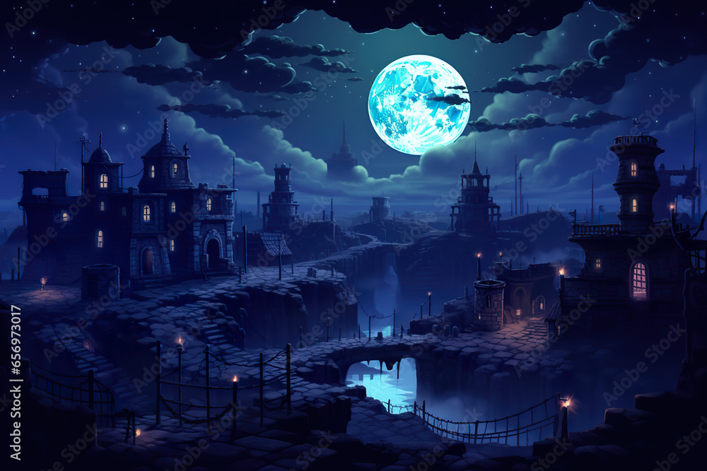 Pixel art video game backround wallpaper with Generative AI Stock ...