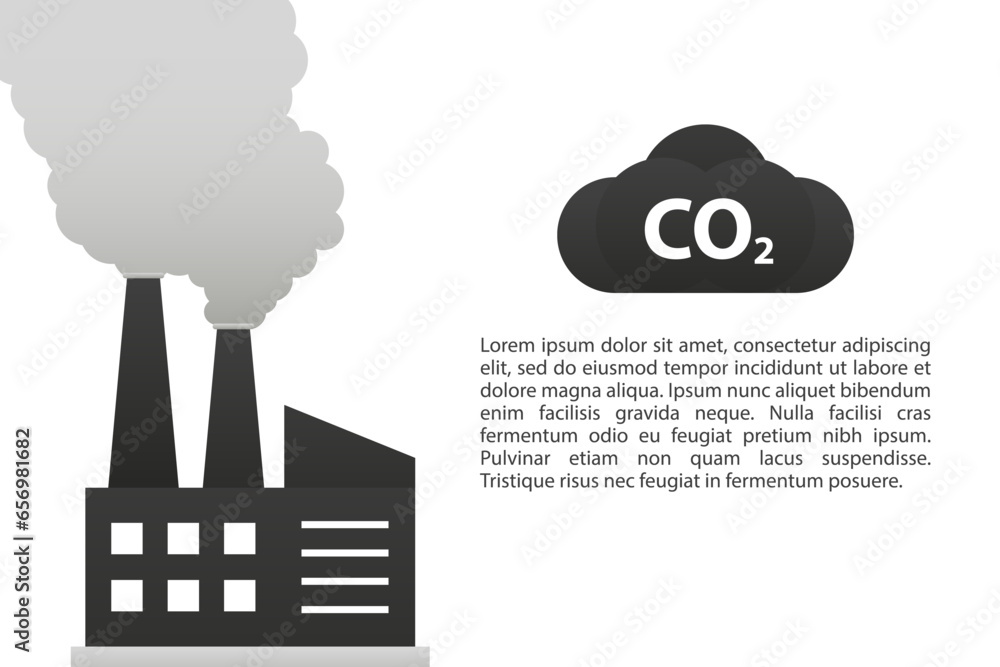 CO2 emissions illustration - harmful air carbon contamination emblem ...