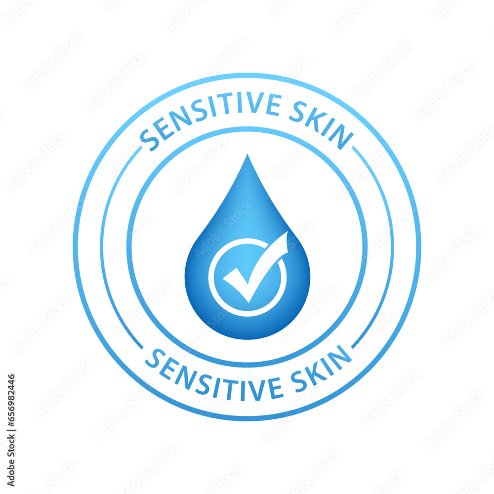Sensitive skin icon. suitable for Sensitive skin blue and white rounded outline logotype vector ...