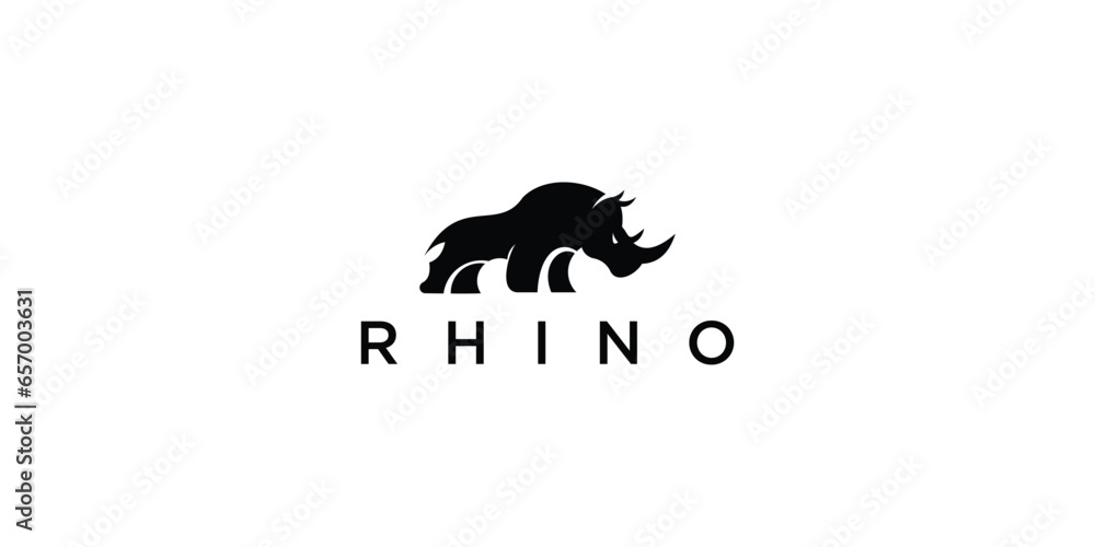 Simple rhino logo design with unique concept| premium vector Stock ...
