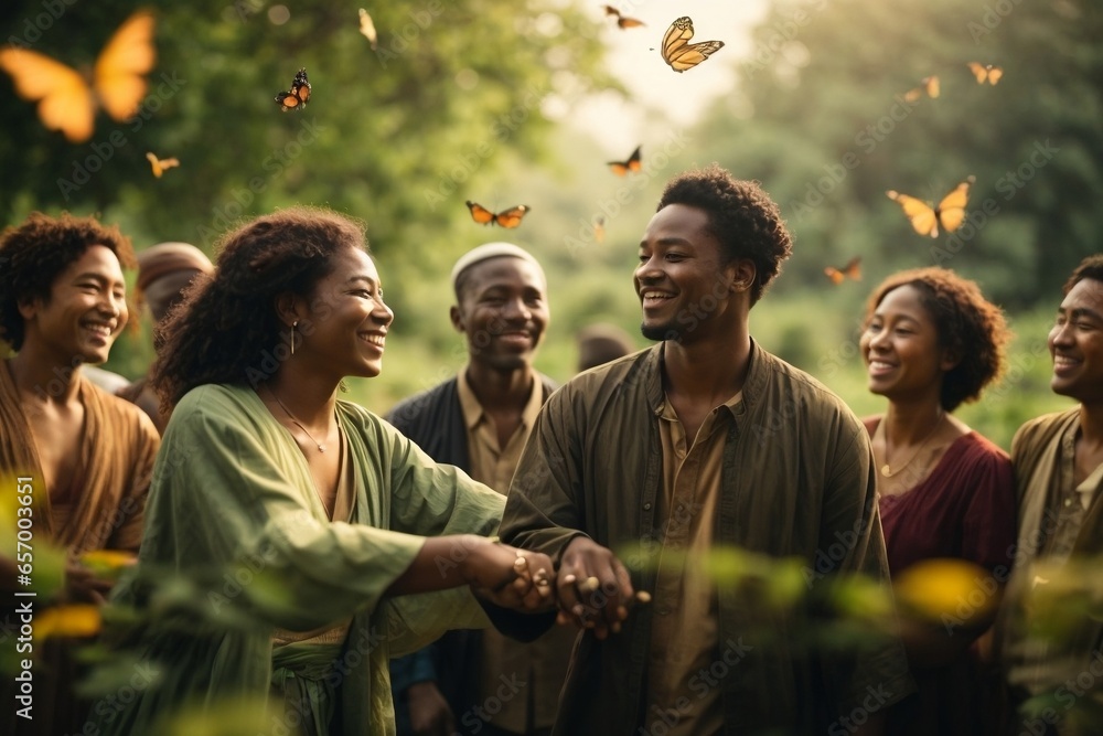 Diverse Group of People Holding Hands in Unity and Joy, International ...