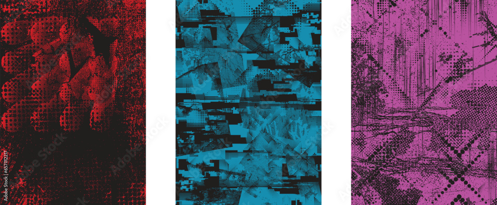 Glitch distorted grungy isolated layers . Design element for brochure ...