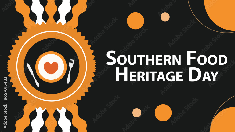 Southern Food Heritage Day vector banner design with geometric shapes ...