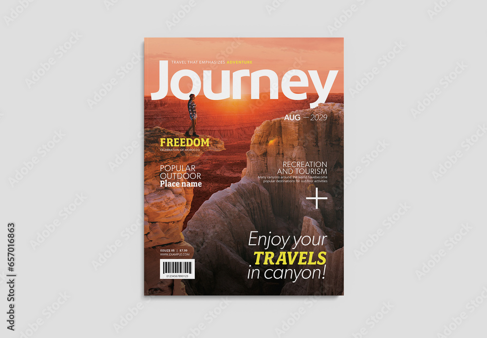 Travel Magazine Cover Layout Stock Template | Adobe Stock