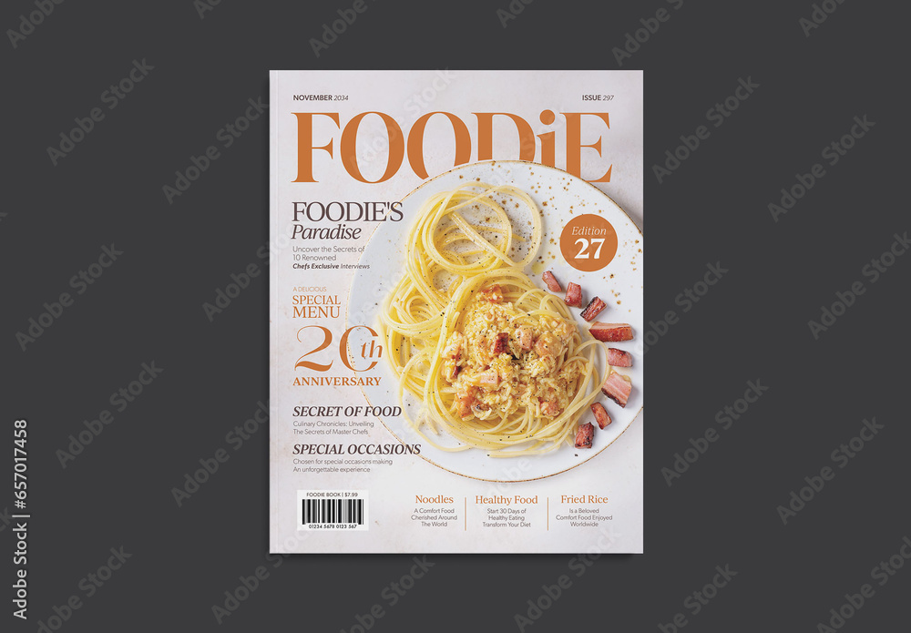 Cooking Food Magazine Cover Layout Stock Template | Adobe Stock