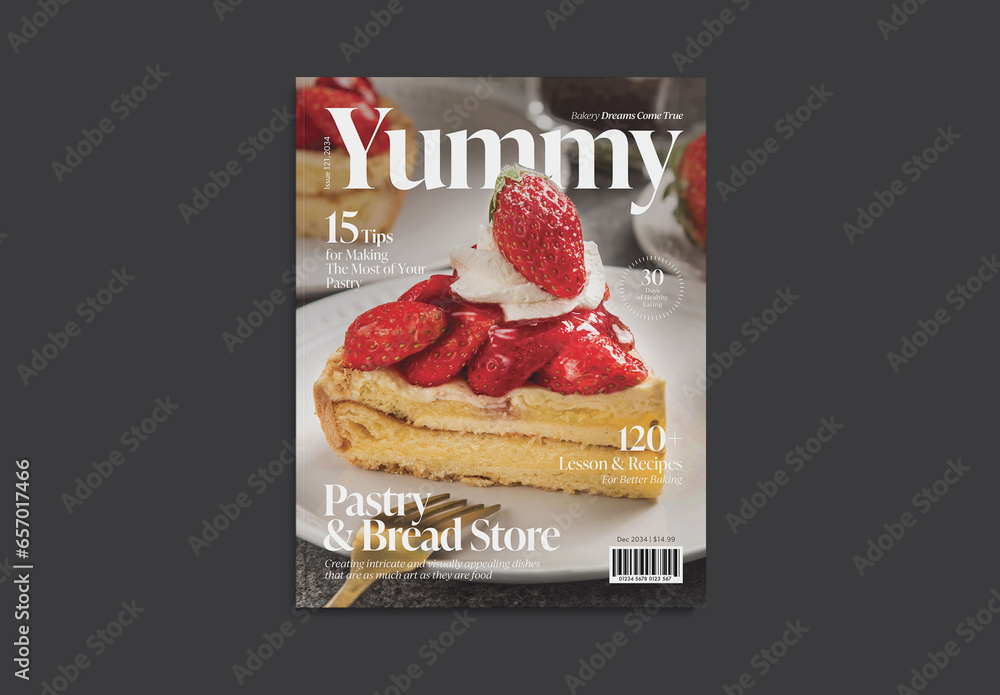 Cooking Food Magazine Cover Layout Stock Template | Adobe Stock