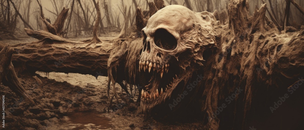 Imaginary carnivorous fungus taking on the shape of a rotting human ...