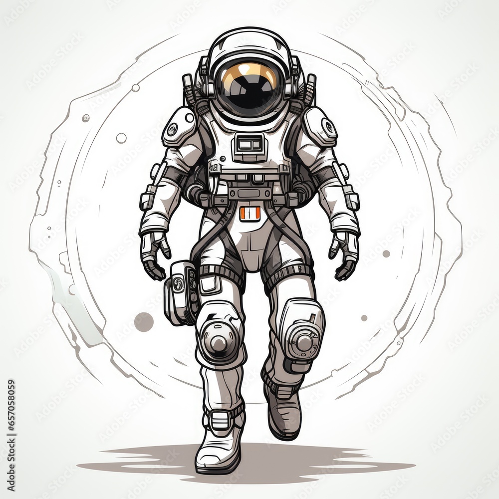 Intrepid space explorer character in a sci-fi story in cartoon style ...