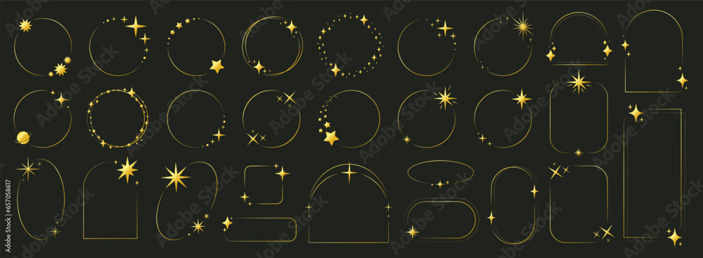 Star frame. Circle frames with sparkle stars, festive effect decoration ...